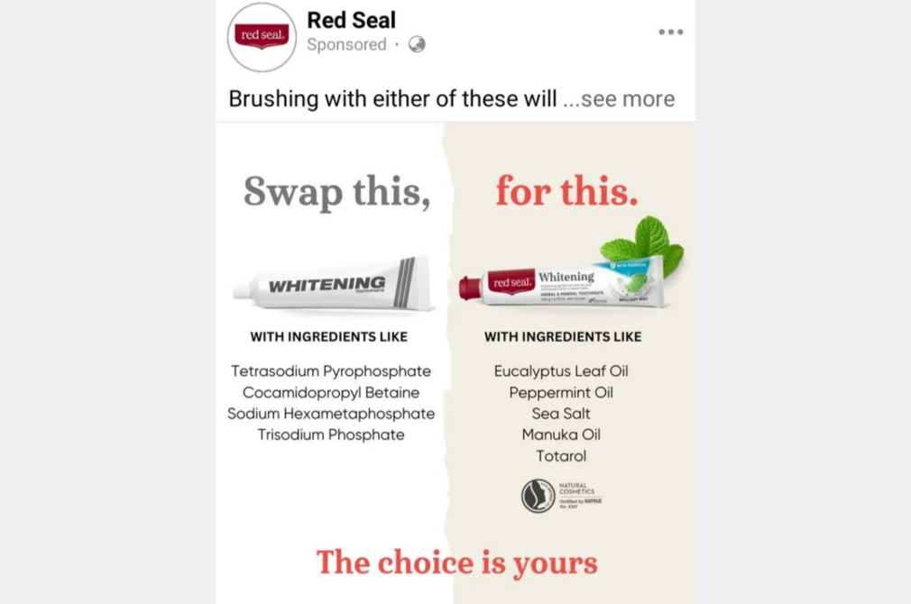Red Seal ad risks misleading customers about its natural toothpaste ...